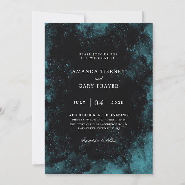 turquoise and black wedding invitations | Zazzle