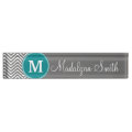 Turquoise and Charcoal Chevrons Custom Monogram Desk Name Plate | Zazzle