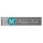 Turquoise and Charcoal Chevrons Custom Monogram Desk Name Plate | Zazzle