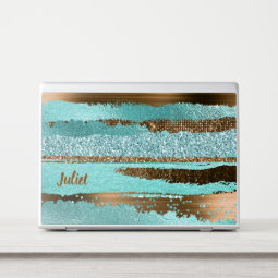 Turquoise and Copper Faux Foil and Glitter HP Laptop Skin | Zazzle