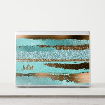 Turquoise and Copper Faux Foil and Glitter HP Laptop Skin | Zazzle