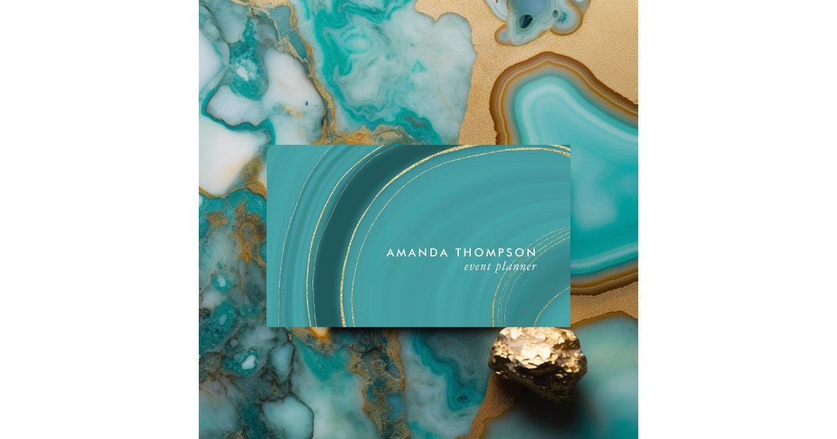 Turquoise and Gold Agate Business Card | Zazzle
