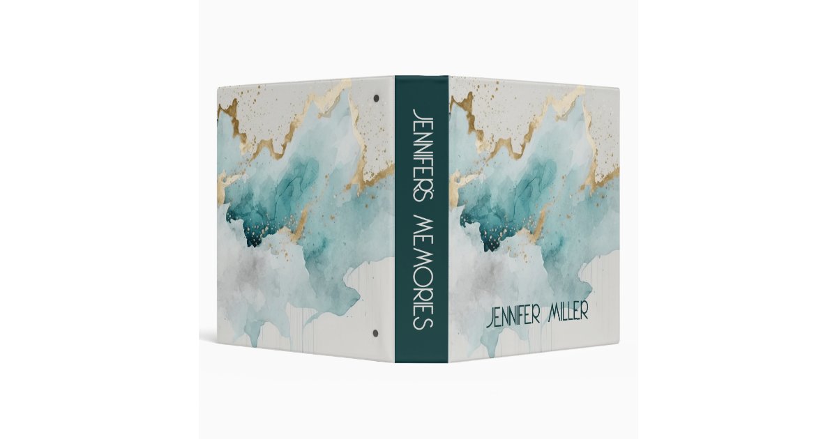 Turquoise and gold marble 3 ring binder | Zazzle