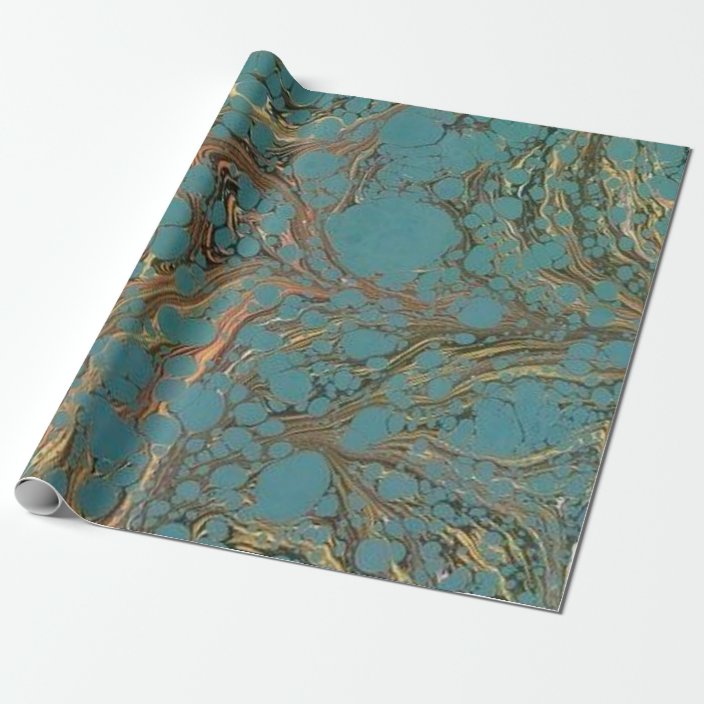 Turquoise and Gold, Marbled. Wrapping Paper | Zazzle.com