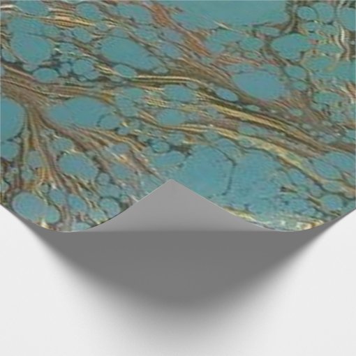 Turquoise and Gold, Marbled. Wrapping Paper | Zazzle