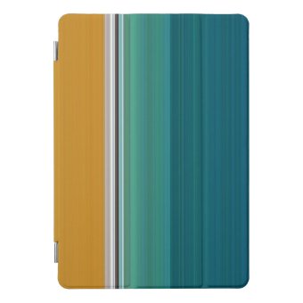 Turquoise and Gold Striped Pattern iPad Pro Cover | Zazzle