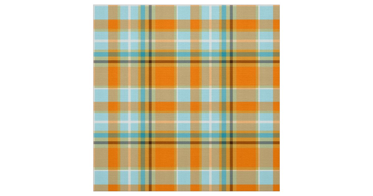 Turquoise and Orange CM Custom Fabric | Zazzle