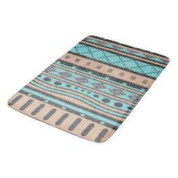Turquoise And Peach Aztec Pattern Bathroom Mat | Zazzle