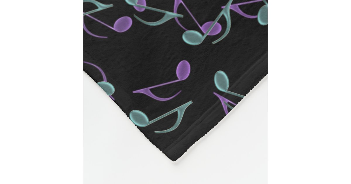 Turquoise and Purple Music Notes Fleece Blanket | Zazzle