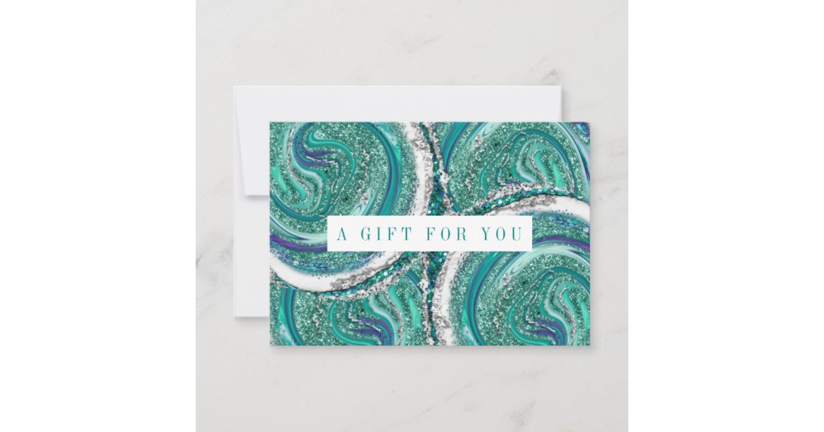 Turquoise And Silver Marble Gift Certificate | Zazzle