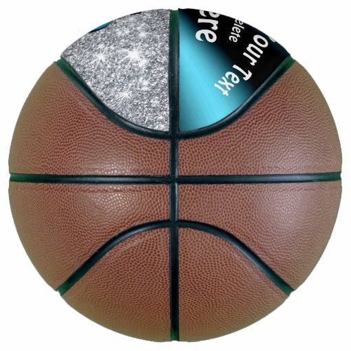 Turquoise and Silver Personalized Basketball Ball | Zazzle