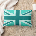 Turquoise and Teal Union Jack 2 Lumbar Pillow | Zazzle