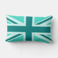 Turquoise and Teal Union Jack 2 Lumbar Pillow | Zazzle
