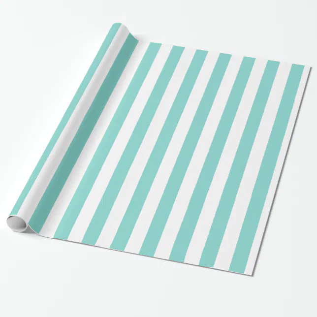 Turquoise and White Extra Large Stripe Pattern Wrapping Paper | Zazzle