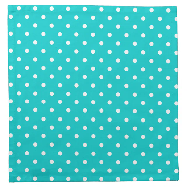 Turquoise and white polka dot pattern napkin set | Zazzle