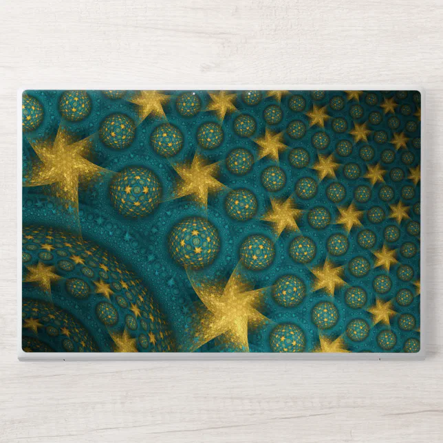 Turquoise and Yellow Abstract Stars Pattern HP Laptop Skin | Zazzle
