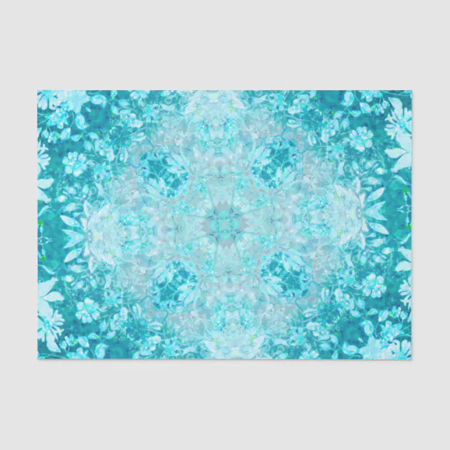 Turquoise Aqua Blue Floral Pattern Tissue Paper | Zazzle