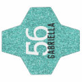Turquoise Aqua Glittery Name and Team Number Soccer Ball | Zazzle