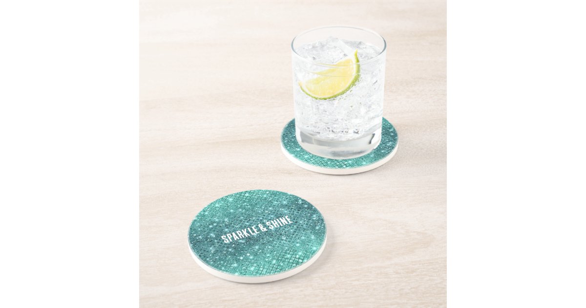Turquoise Aqua Green Sparkle Coaster | Zazzle