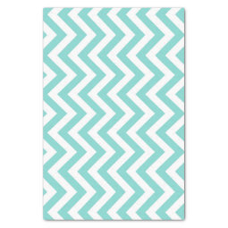 Turquoise Aqua White Large Chevron ZigZag Pattern Tissue Paper | Zazzle