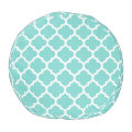 Turquoise Aqua Wht Moroccan Quatrefoil Pattern #5 Pouf | Zazzle