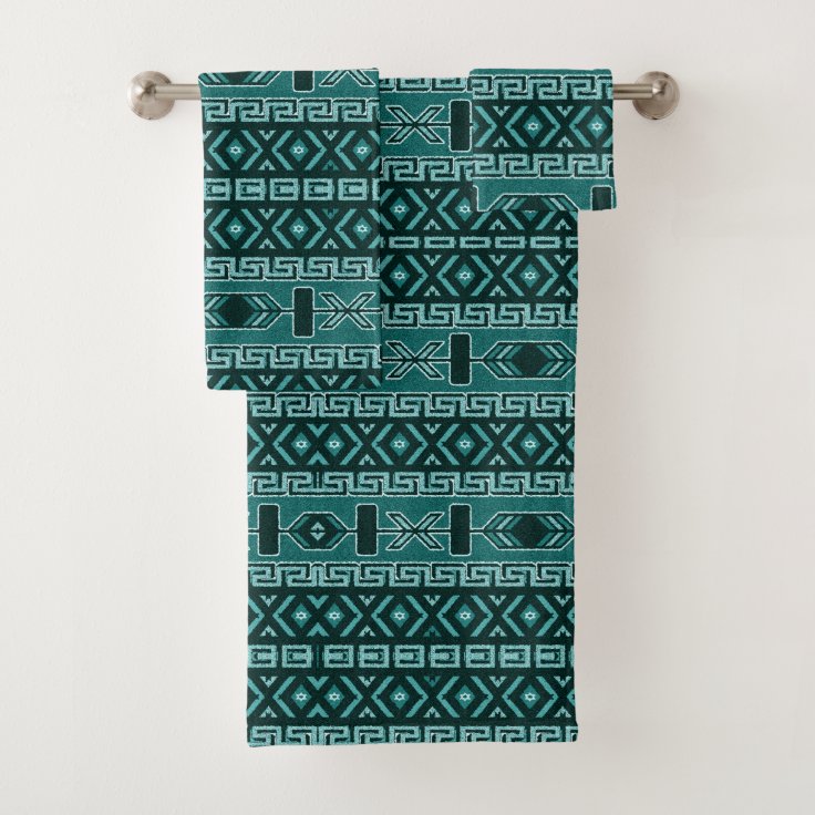 Turquoise Aztec Southwest Design Bath Towel Set | Zazzle