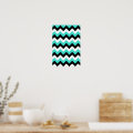Turquoise Black and White Chevron Poster | Zazzle