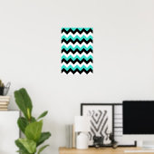 Turquoise Black and White Chevron Poster | Zazzle