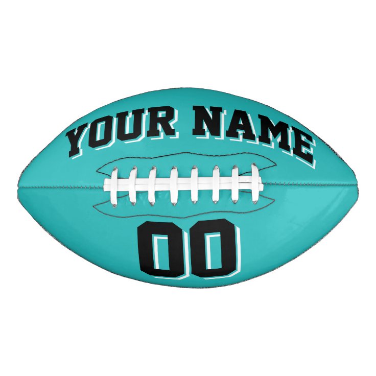TURQUOISE BLACK AND WHITE Custom Football | Zazzle