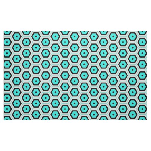 Turquoise Black White Honeycomb Geometric Pattern Fabric | Zazzle