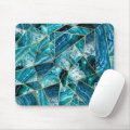Turquoise Blue Agate Black Gold Geometric Triangle Mouse Pad | Zazzle