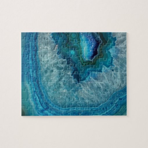 Turquoise Blue Agate Geode Gemstone Jigsaw Puzzle | Zazzle