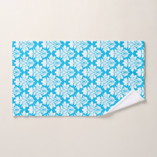 Turquoise Blue and White Damask Bath Towel Set | Zazzle