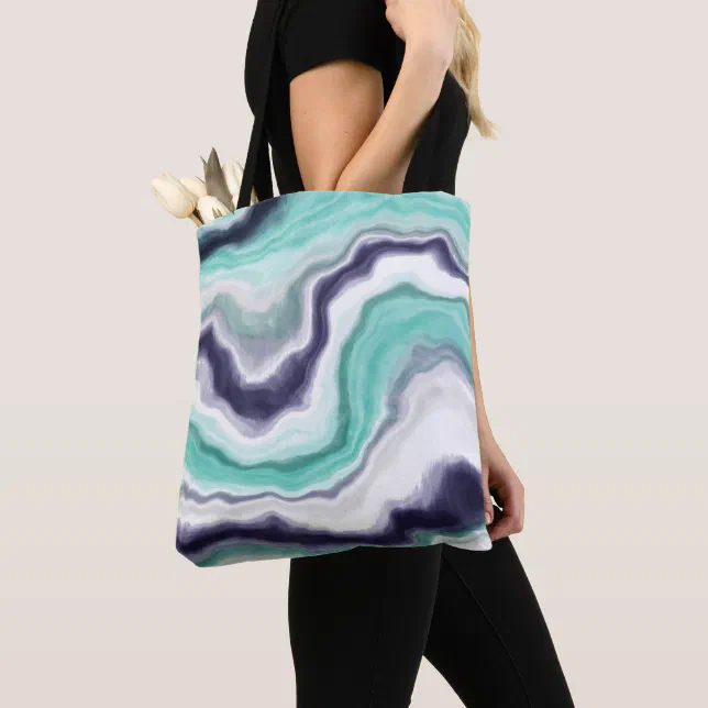 Turquoise, Blue and White Marble Swirls Tote Bag | Zazzle