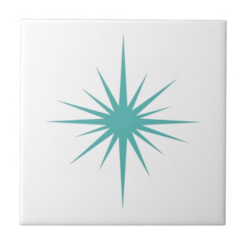 Turquoise Blue Atomic Starburst Mid-century Modern Ceramic Tile | Zazzle