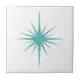 Turquoise Blue Atomic Starburst Mid-century Modern Ceramic Tile | Zazzle