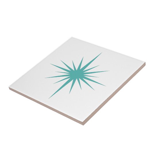 Turquoise Blue Atomic Starburst Mid-century Modern Ceramic Tile ...
