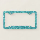Turquoise-blue faux glitter pattern license plate frame | Zazzle
