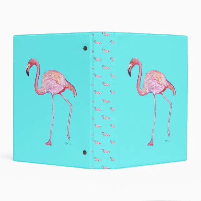 Turquoise Blue Flamingo Binder | Zazzle
