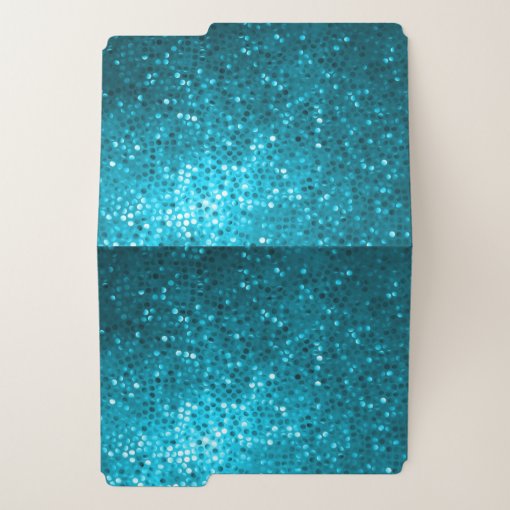 Turquoise-blue glitter and sparkles pattern file folder | Zazzle