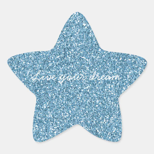 Turquoise Blue Glitter Star Sticker | Zazzle