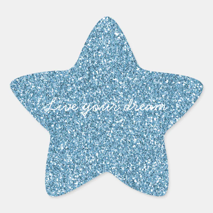 Turquoise Blue Glitter Star Sticker | Zazzle