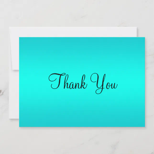 Turquoise Blue Gradient Thank You Card | Zazzle