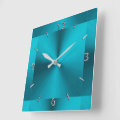 Turquoise Blue Green Metallic Clock | Zazzle