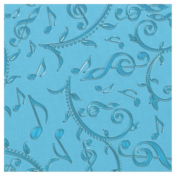 Musical Notes print - turquoise, multi Fabric | Zazzle