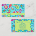 Turquoise Blue Lime Green Modern Paisley Pattern Business Card | Zazzle