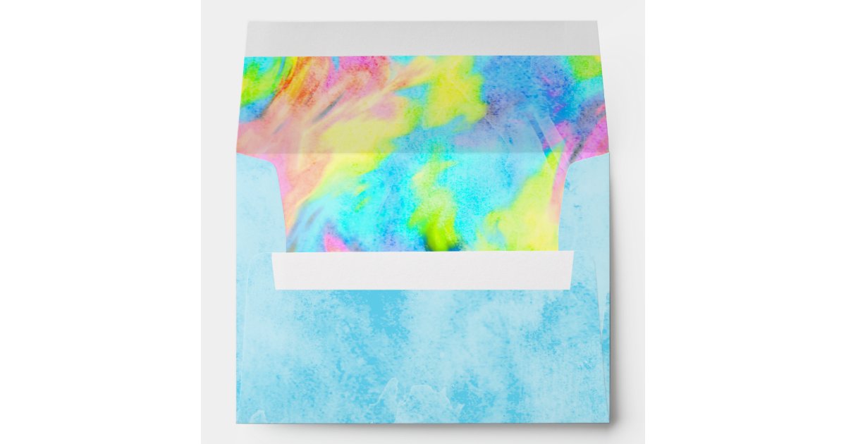Turquoise Blue Lime Pink Tie Dye Envelope | Zazzle
