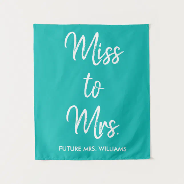 Turquoise Blue Miss to Mrs Bridal Shower Backdrop | Zazzle