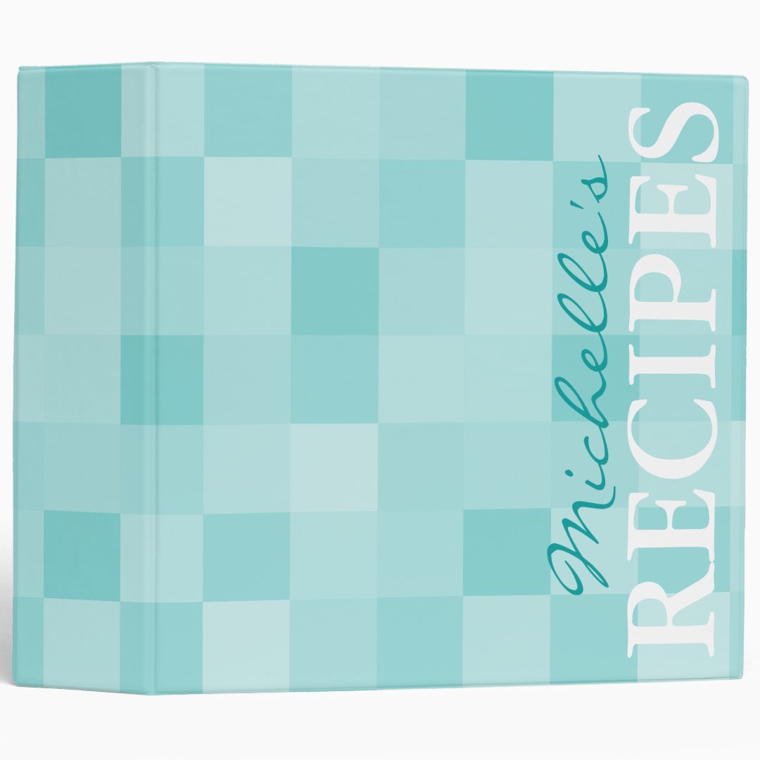 Turquoise blue mosaic pattern recipe binder book | Zazzle