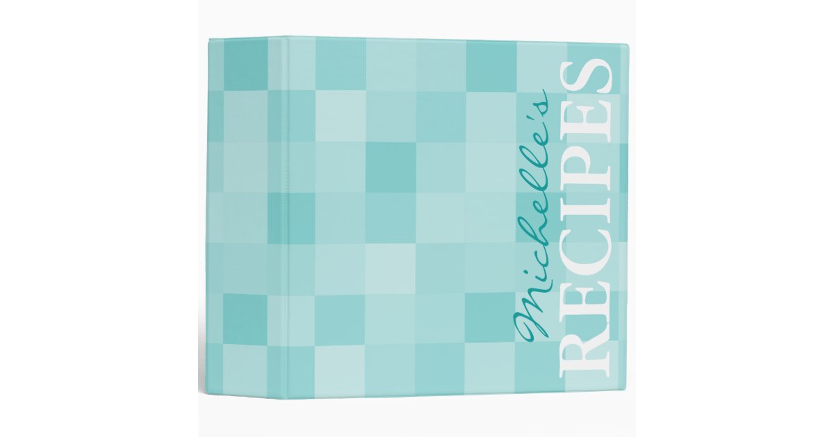 Turquoise blue mosaic pattern recipe binder book | Zazzle